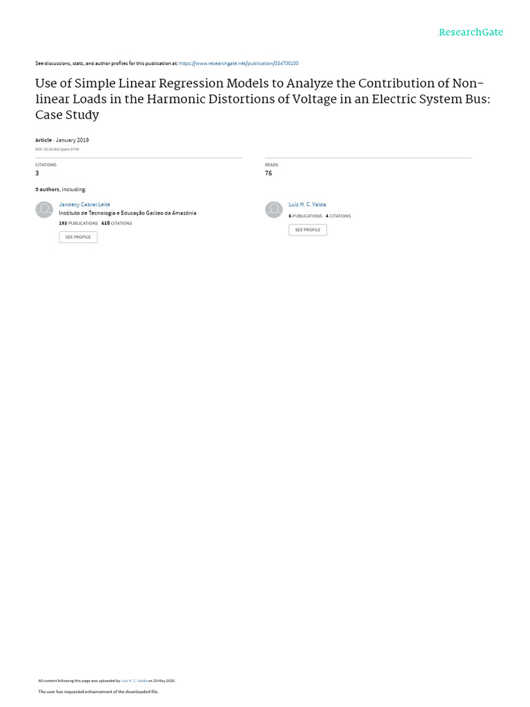 Use Of Simple Linear Regression Models To Analyze Pdf Regression Analysis Linear Regression