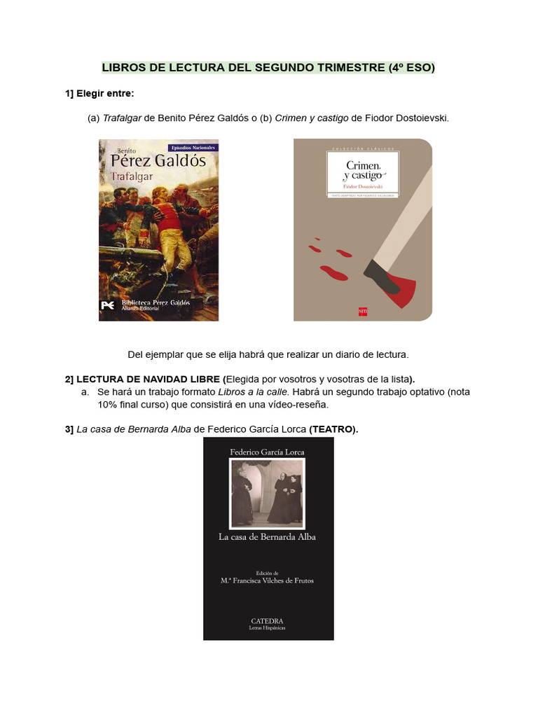 Lecturas Del Segundo Trimestre | PDF