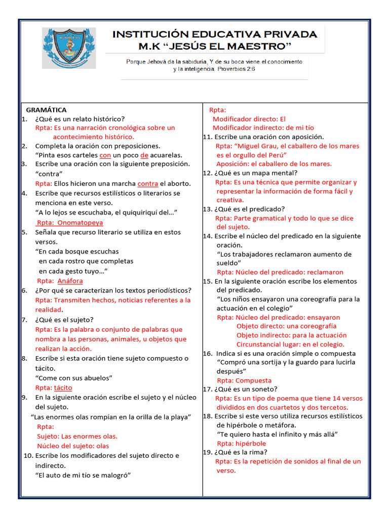 Balotario de Preguntas 6to Grado de Primaria Iii Trimestre | PDF ...