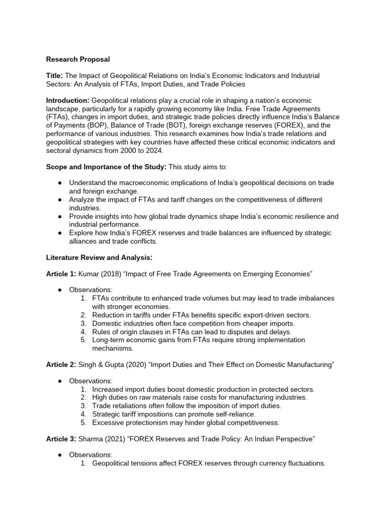 Research Proposal 3 | PDF | Tariff | Commercial Policy