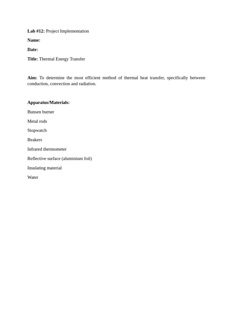 Physics Lab #12 - Project Implementation | PDF | Heat Transfer ...