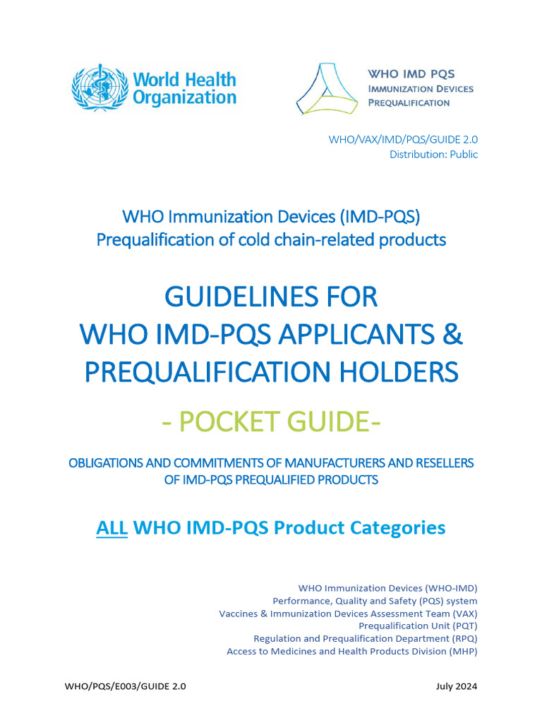 WHO IMD-PQS Prequalification Pocket Guide | PDF | World Health ...