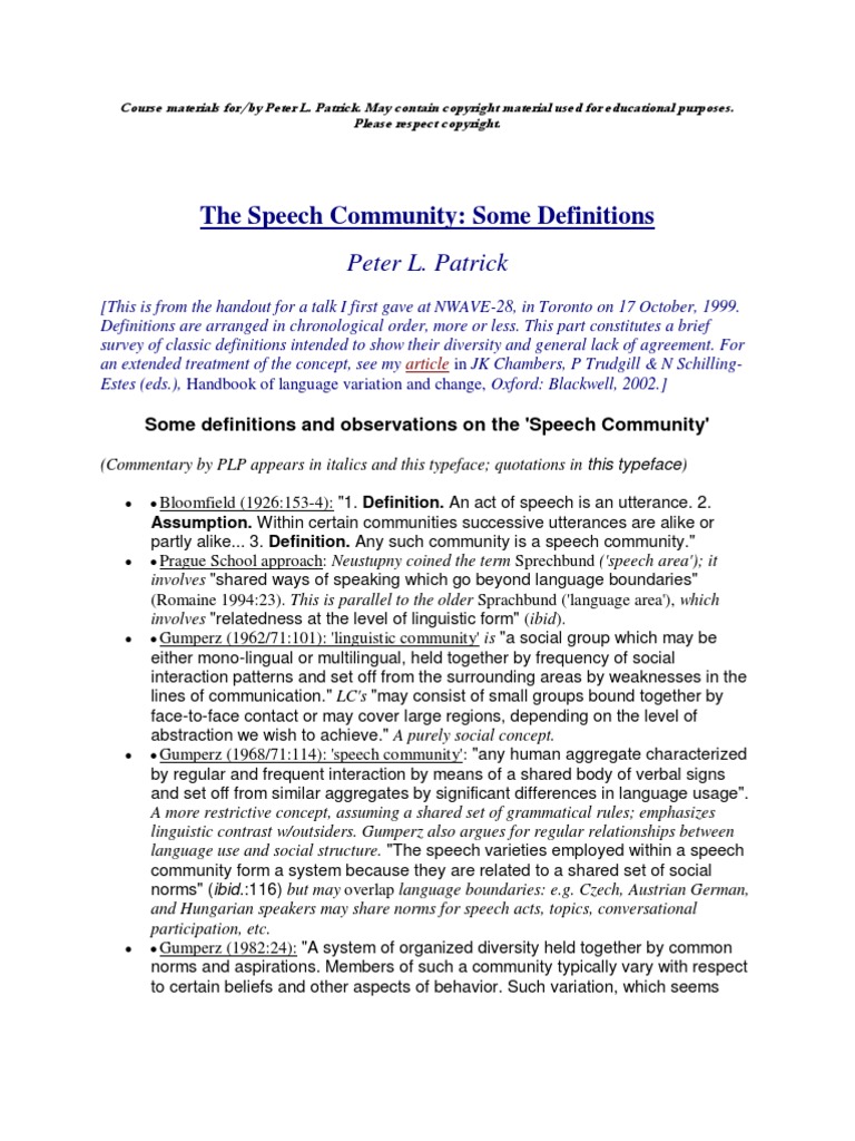 The Speech Community | PDF | Linguistics | Academic Discipline Interactions