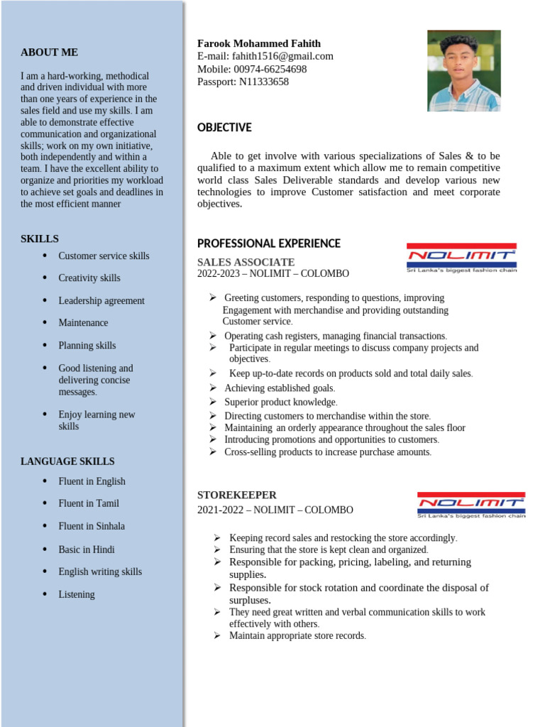 fahith cv | PDF | Sales fahith cv | PDF | Sales
