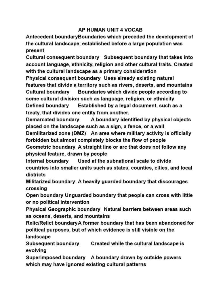 AP HUMAN UNIT 4 VOCAB | PDF | Europe | Political Science