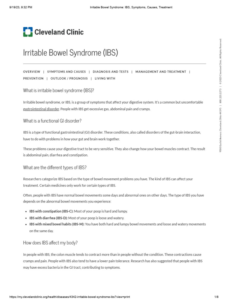 Irritable Bowel Syndrome_ IBS, Symptoms, Causes, Treatment | PDF ...