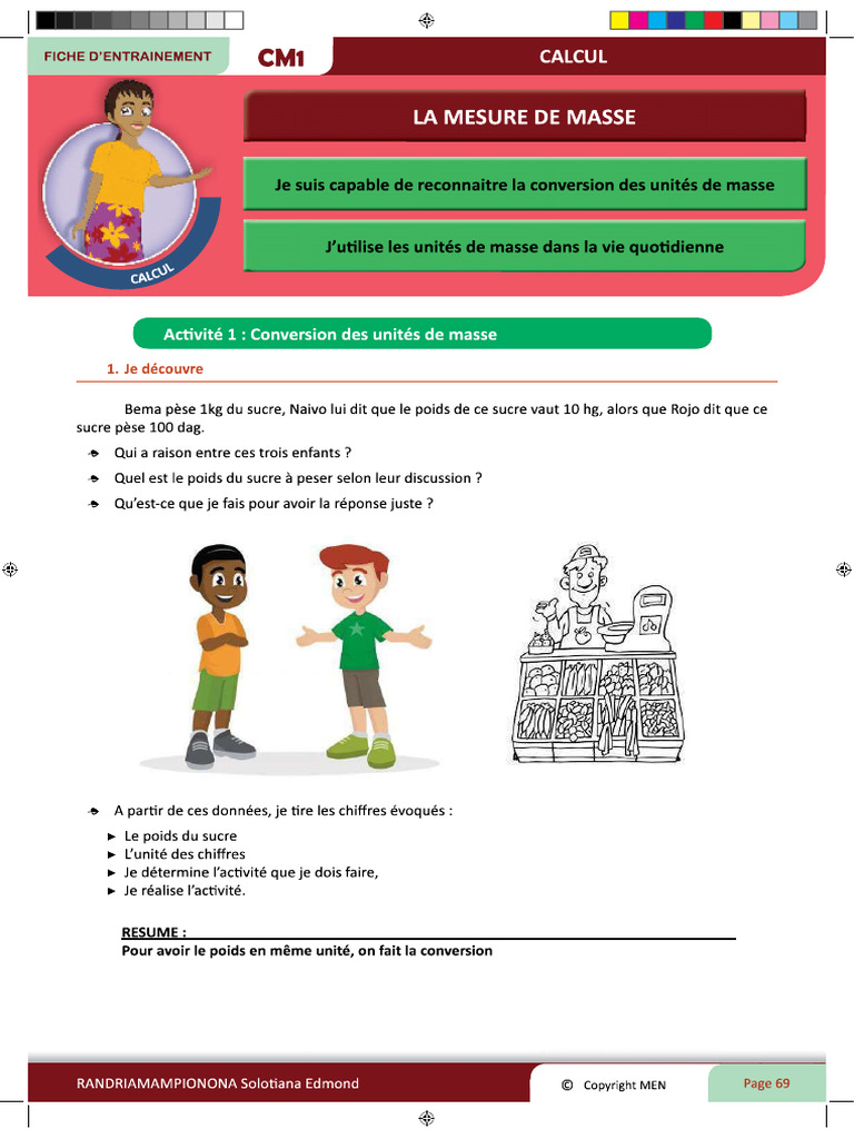 Cm1 - Calc - La Mesure de Masse | PDF