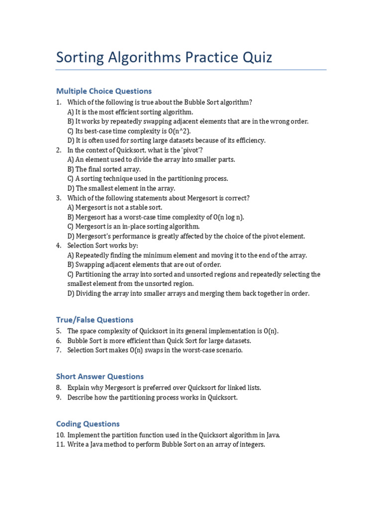 Practice_Quiz_Sort | PDF | Computing | Applied Mathematics