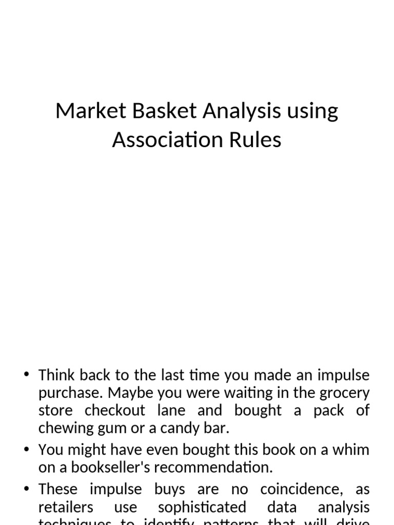 Market Basket Analysis Using Association Rules Unit 5 | PDF ...
