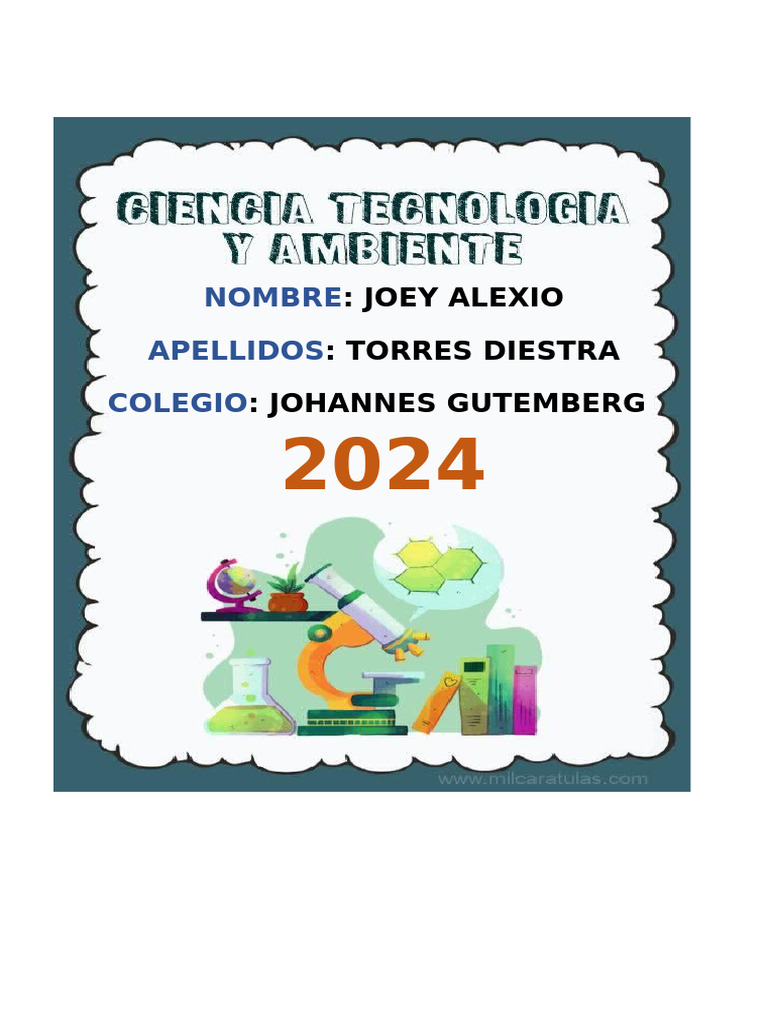 Caratula de Ciencia Tecnología y Ambiente en Word | PDF