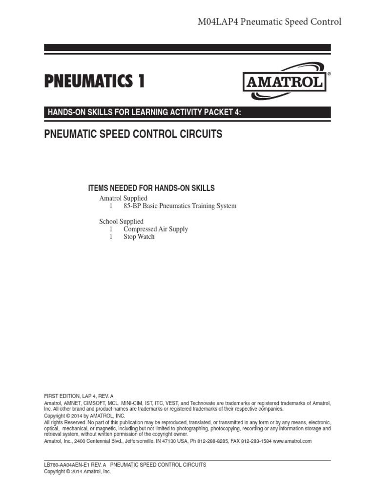 M04LAP4 Pneumatic Speed Control | PDF | Valve | Instrumentation