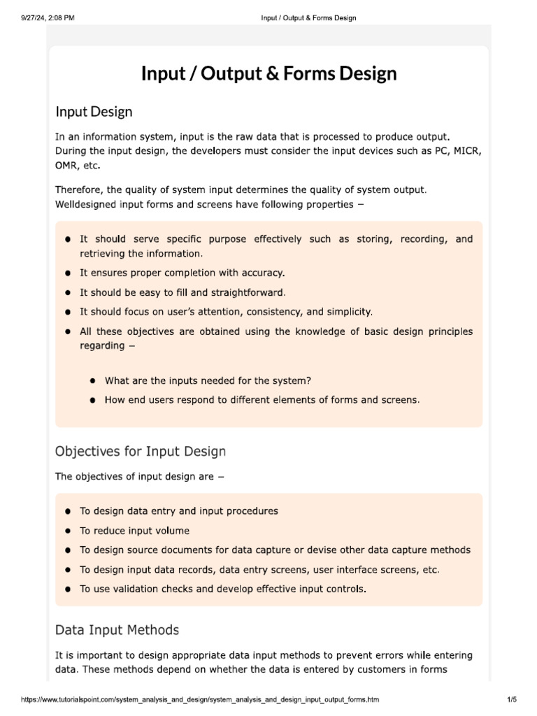 Input and Output Design | PDF