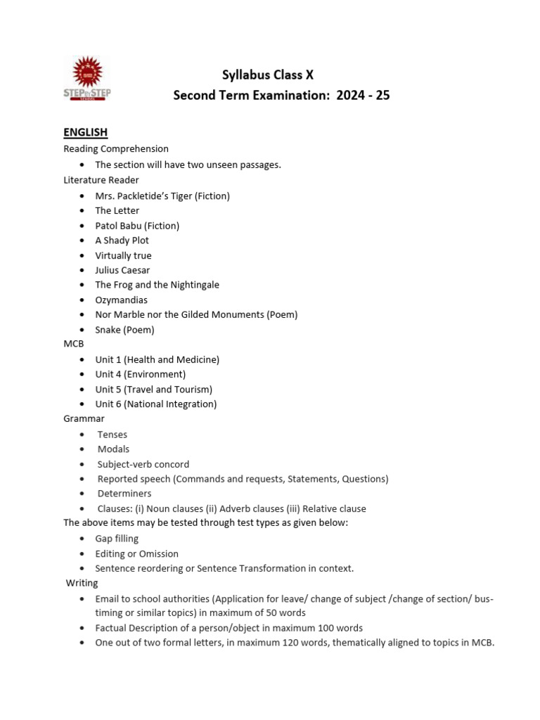 Cir 091 Cbse x Syllbus Term 2 Exams | PDF | Grammatical Tense | Grammar