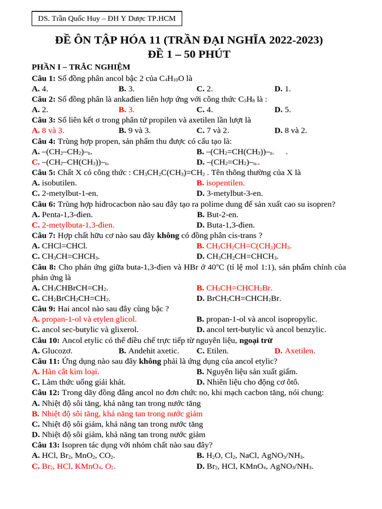 Đề Ancol TDN | PDF