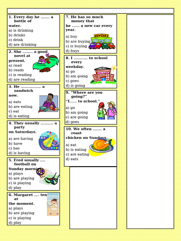 Present Simple Vs Present Continuous Activities Promoting Classroom ...