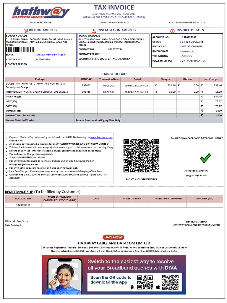 Isp Invoice Prepaid DEC | PDF | Invoice | Cheque