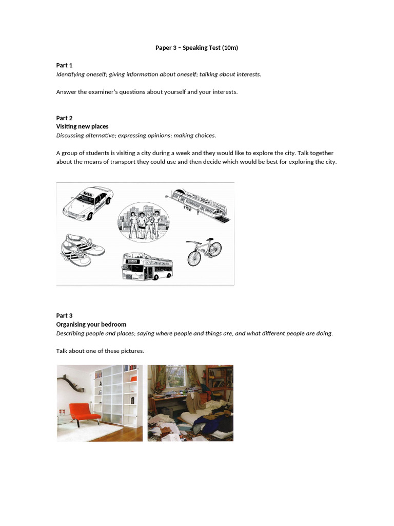 Speaking 3rd Grade - Test 2 | PDF