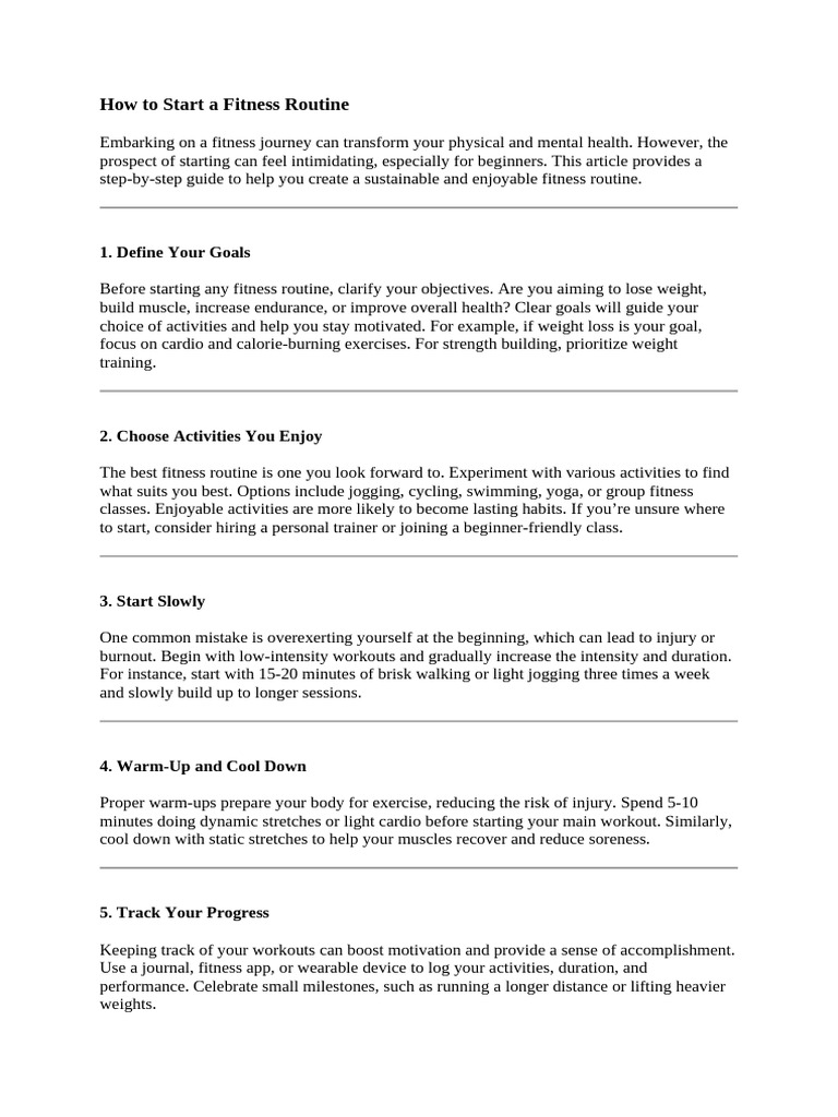 How to start a fitness routine | PDF | Physical Fitness | Aerobic Exercise