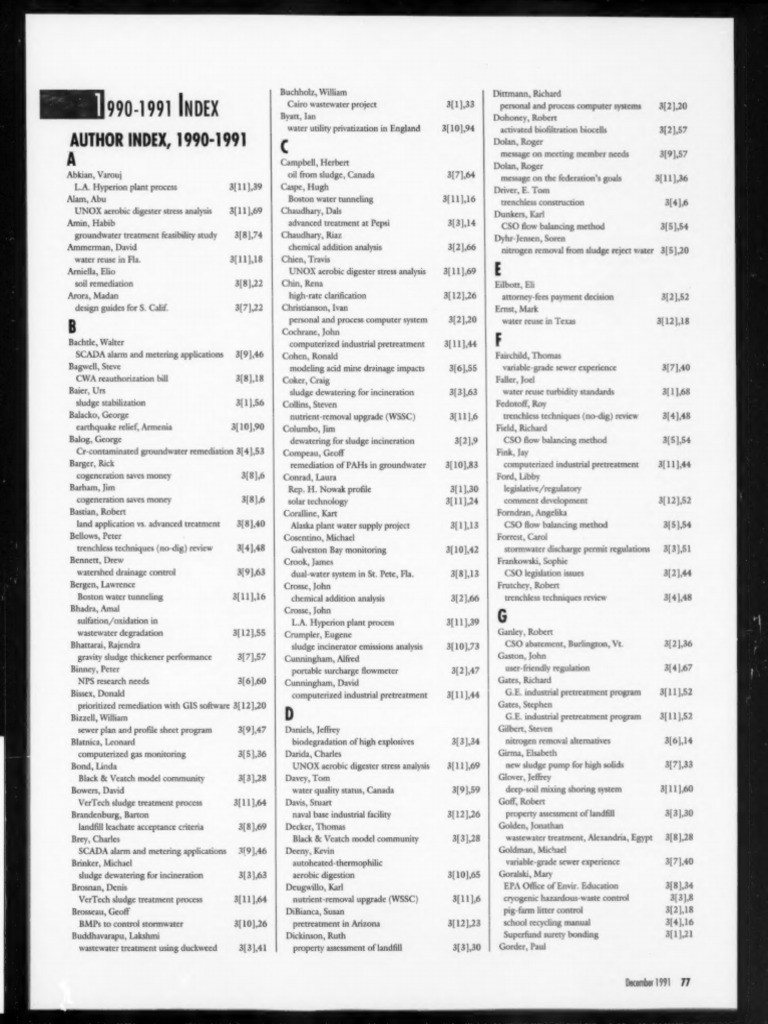 Sim Water-Environment-Technology 1991 3 Index | PDF | Combined Sewer ...