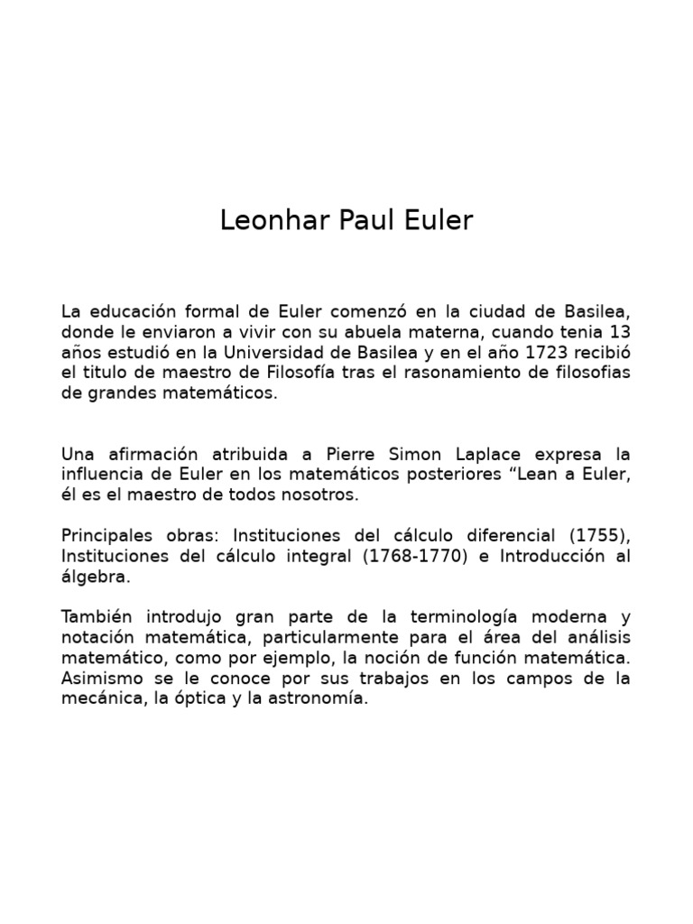 Leonhar Paul Euler | PDF