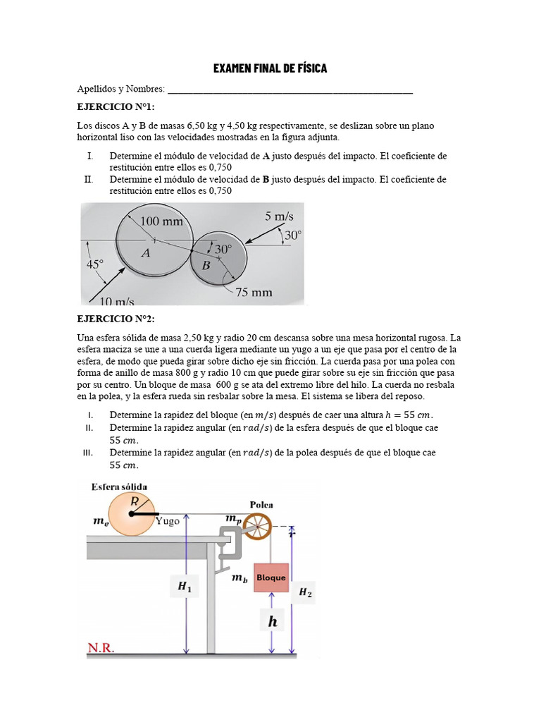 Ex. Final - Física | PDF | Fricción | Ingeniería mecánica