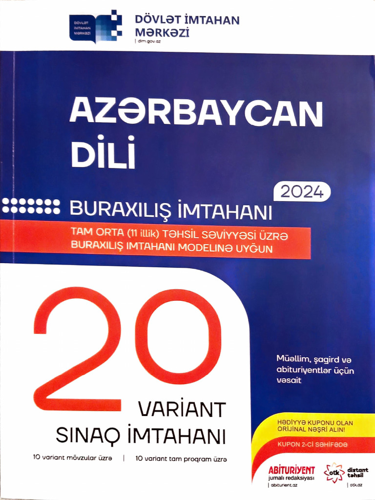 Azərbaycan Dili 20 Sınaq 11-Ci Sinif (Hamısı) | PDF