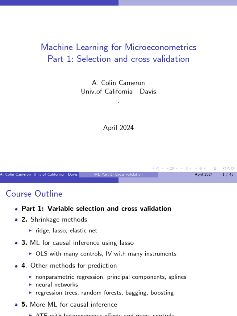 ML 2024 Part1 CrossValidation | PDF | Cross Validation (Statistics) | Ordinary Least Squares