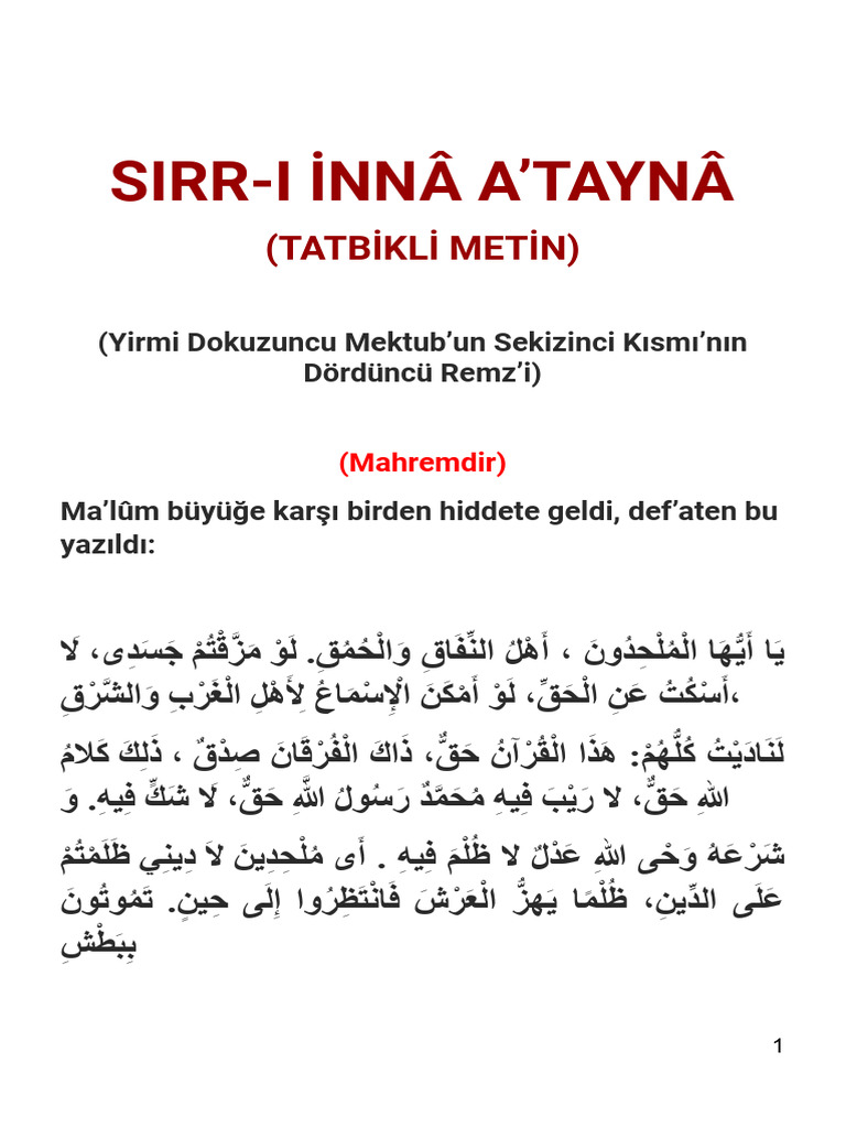 İnna Atayna Sırrı-Tatbikli Metin | PDF