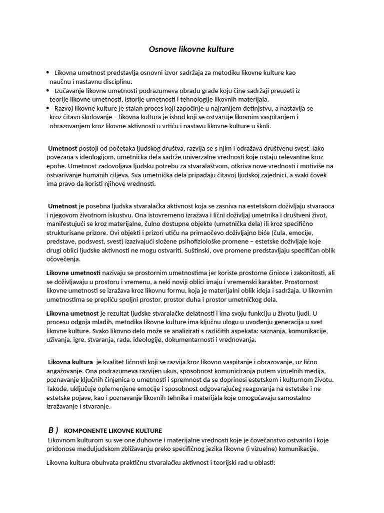Osnove Likovne Kulture | PDF