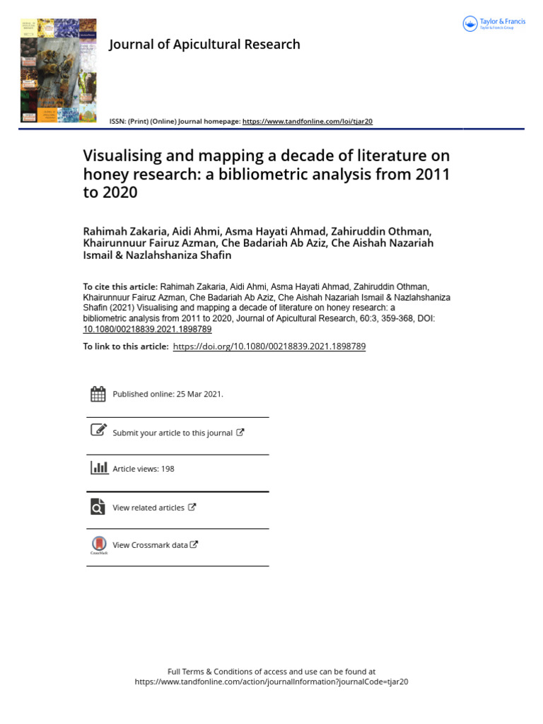 Visualising and Mapping A Decade of Literature On Honey Research A ...