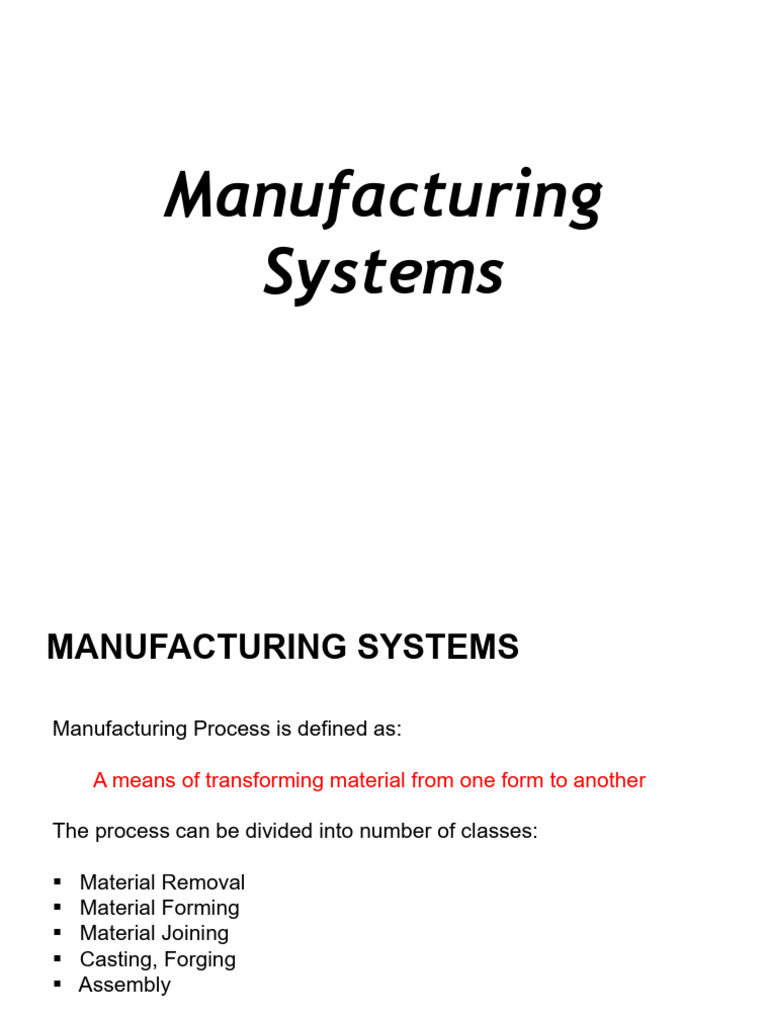 Manufacturing Systems | PDF | Automation | Machines