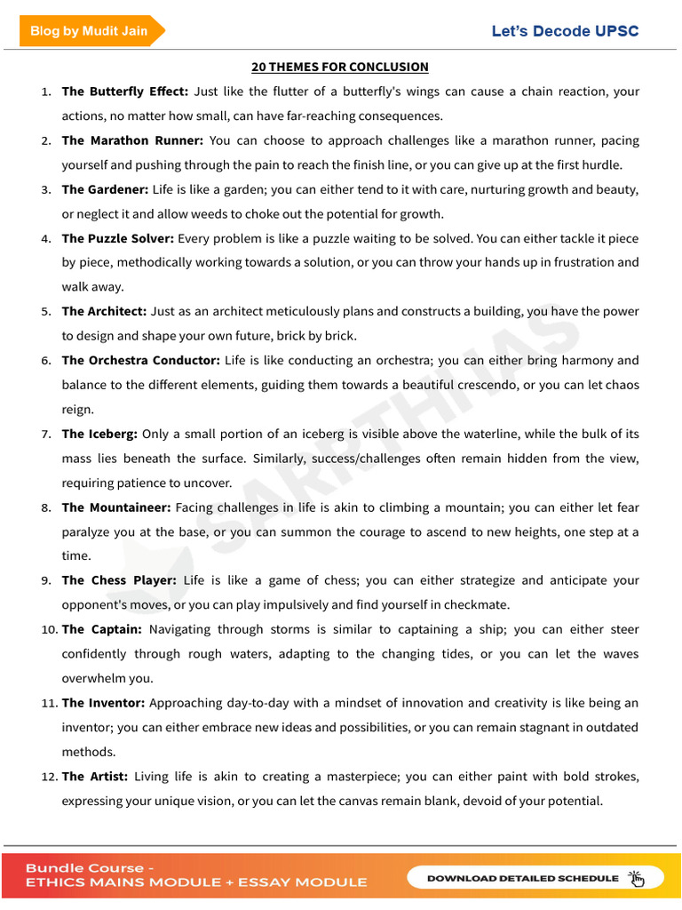 20 Themes For Conclusion Final | PDF