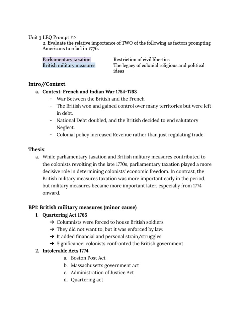 Unit 3 Leq Prompt #2 - Zoe Gordon | PDF | Kingdom Of Great Britain ...
