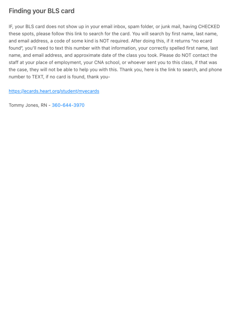 Finding Your BLS Card 10 | PDF