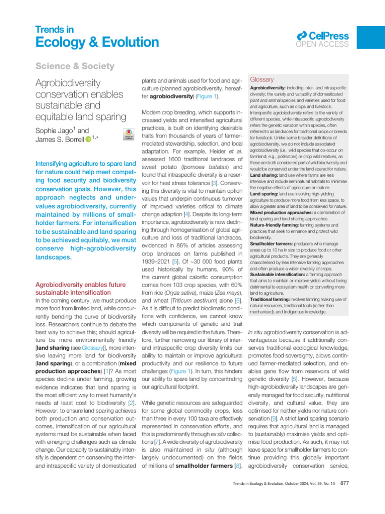 Agrobiodiversity for Sustainable Land Use | PDF | Agriculture ...