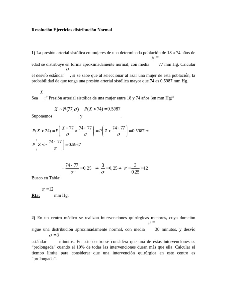 Resolución Ejercicios Distribución Normal | PDF