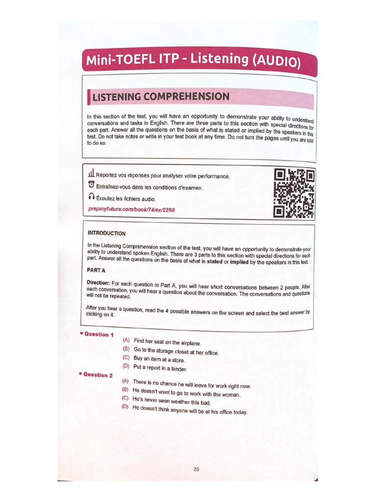 Mini-ToEFL Itp - Listening (Audio) | PDF