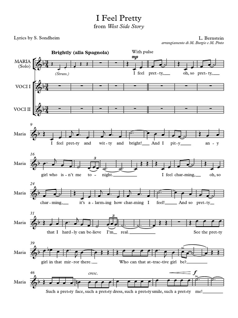 I Feel Pretty Lyrics from West Side Story | PDF | Musical Theatre ...