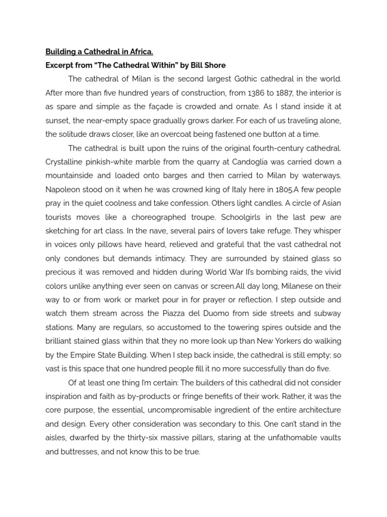 Building A Cathedral in Africa - Bill Shore | PDF | Cathedral