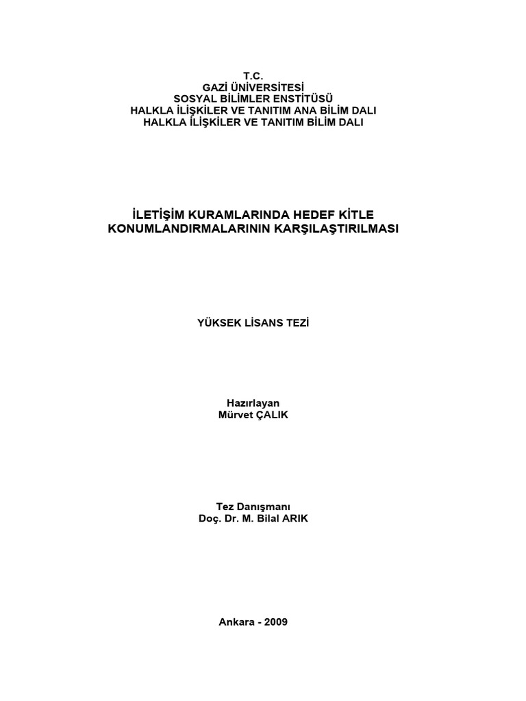 İletişim Kuramlarında Hedef Kitle Konumlandırmalarının Karşılaştırılması | PDF