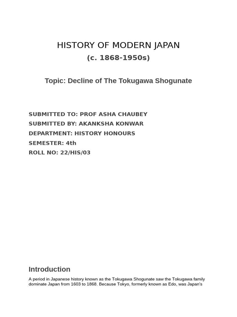 HISTORY OF MODERN JAPAN Assignment | PDF | Shogun | Japan