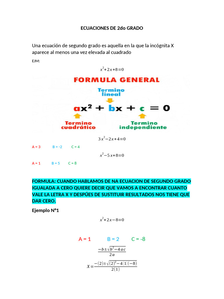 ECUACIONES DE 2do GRADO | PDF
