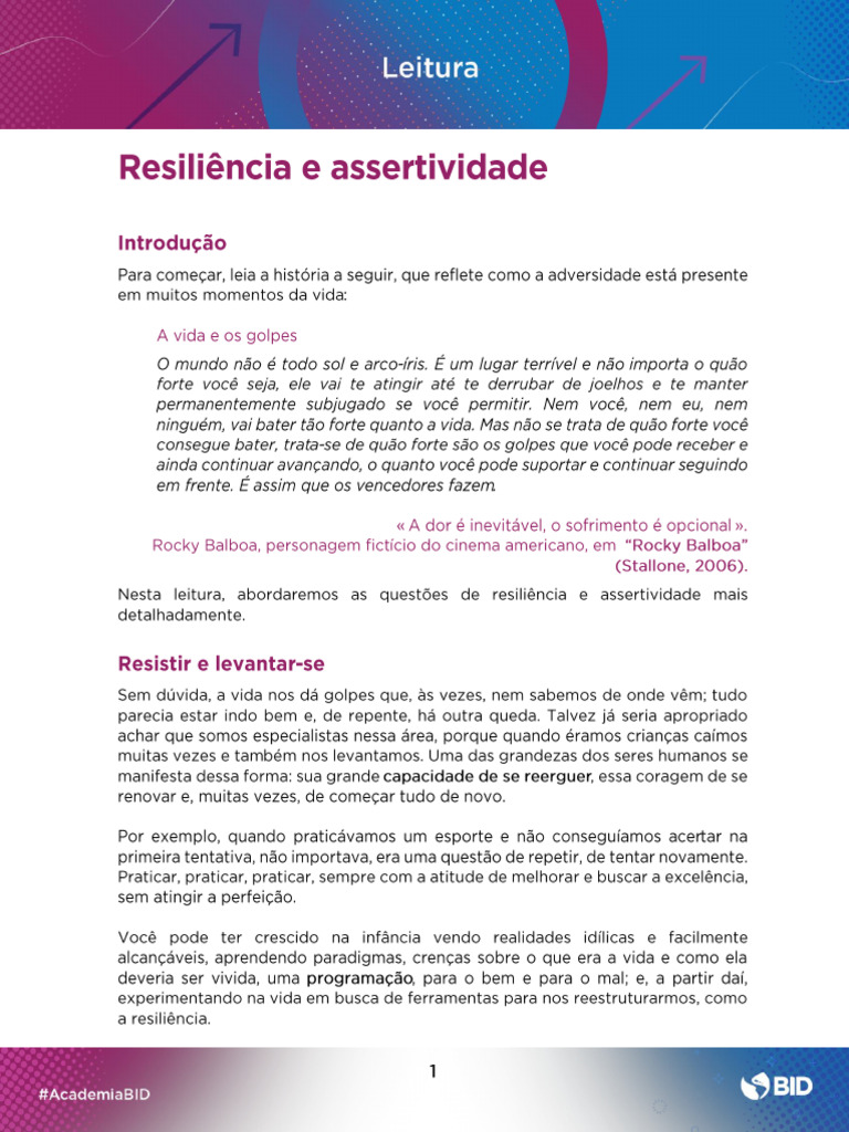 Resiliência e Assertividade | PDF