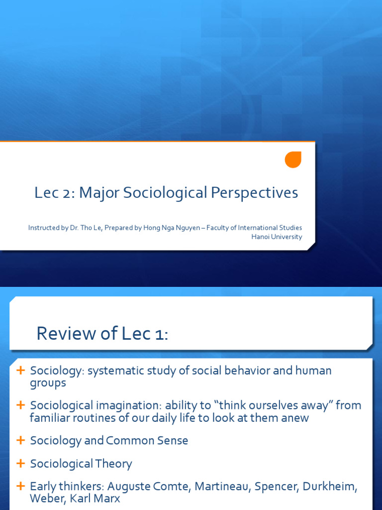 Lec 2- Major Perspectives.Tho | PDF | Sociology | Society