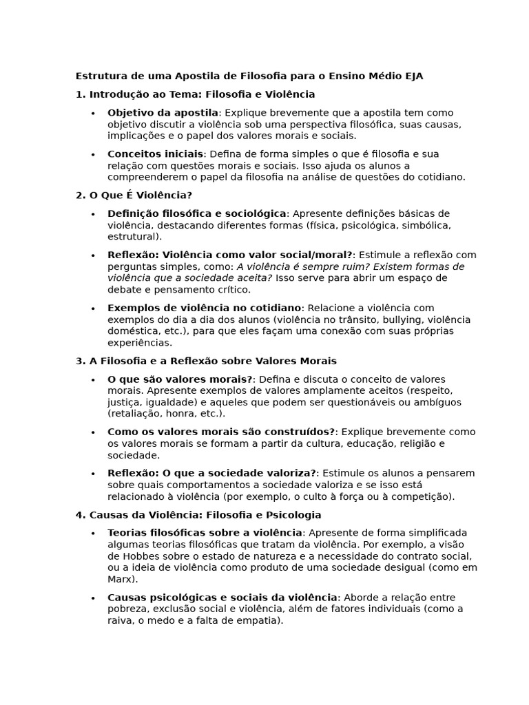 Filosofia e Violência no EJA: Reflexões | PDF | Violência | Sociologia