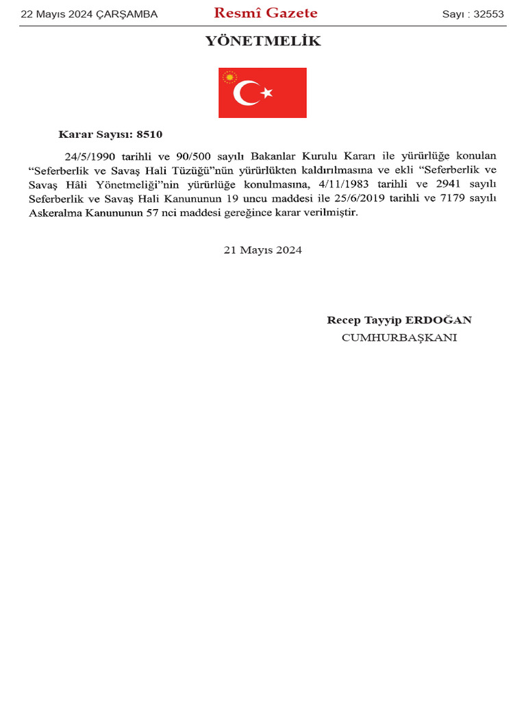 Seferberlik Yönetmeliği | PDF