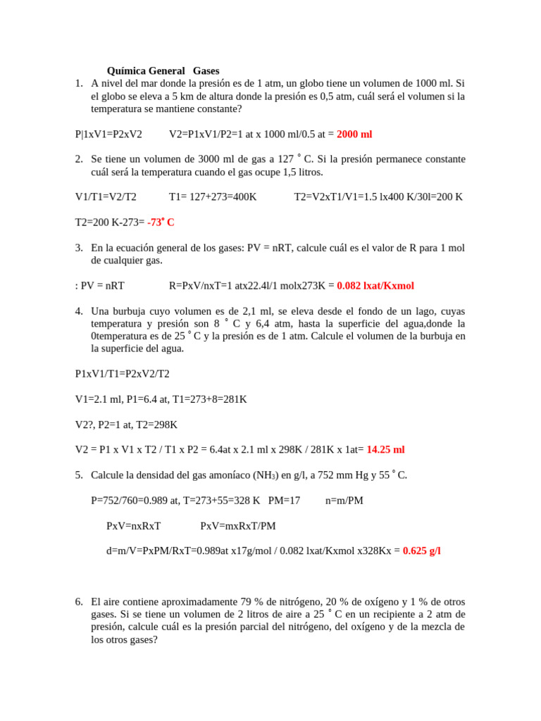 Gases Ideales-Problemas Resueltos | PDF | Gases | Mole (Unidad)