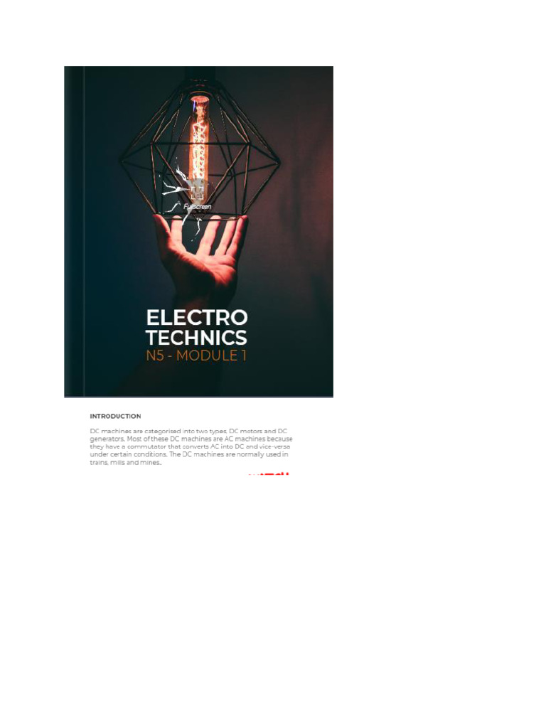 Electrotechnics N5 DC Machines | PDF