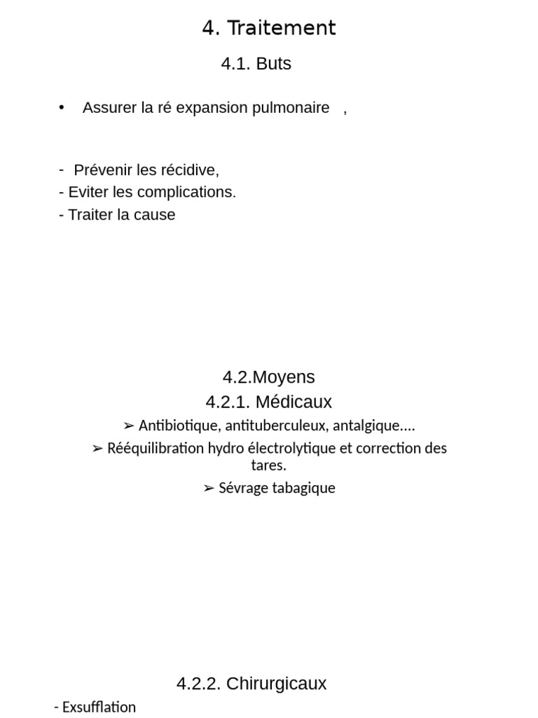 Traitement du pneumothorax : méthodes et urgences | PDF | Maladies et ...