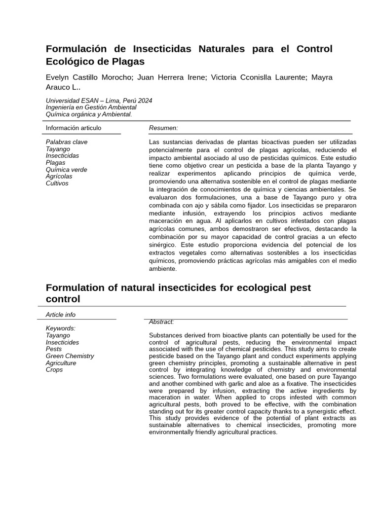 TRABAJO FINAL QUIMICA ORGANICA Entrega Final | PDF | Insecticida ...